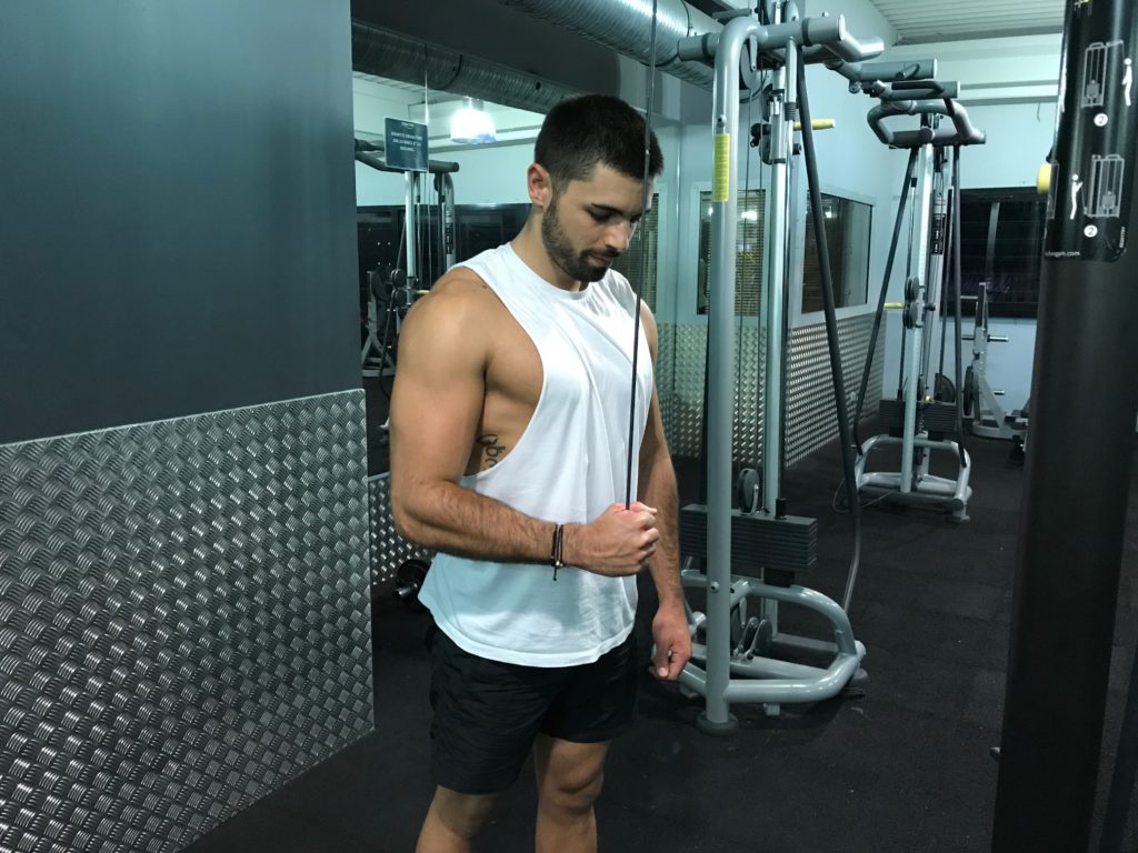 Exercice MUSCULATION Triceps: Extension triceps unilatérales poulie haute